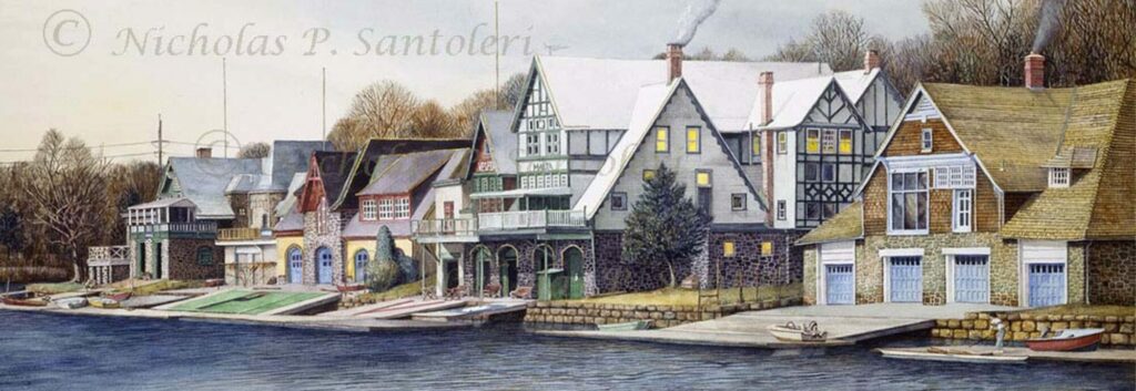 Boathouse Row in Philadelphia - Art by N. Santoleri